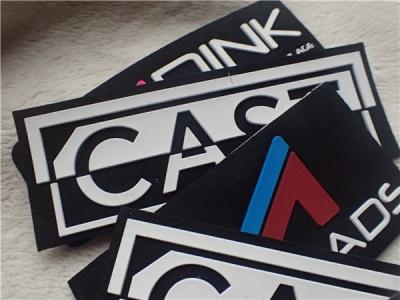 China Black Twill White Line Custom Embroidered Patches With Stylish Backing Hot Melt Adhesive for sale