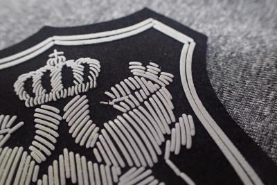 China Foamed Clothing Microfiber Rubber Logo Patches for sale