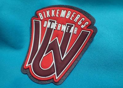 China Custom Logo Embossed Self Adhesive Clothing Patches , Silicone 3D Rubber Labels for sale
