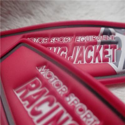 China Size 77*27mm Bright - Colored Pink PVC Patches For Luggage Or Jacket for sale
