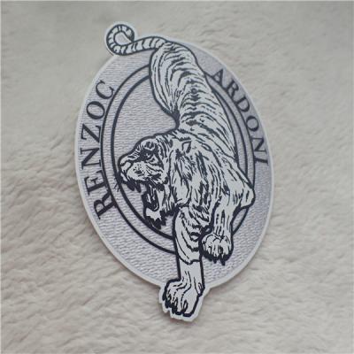 China OEKO Custom Clothing Patches Irregular Shape Tiger Logo Silicon Heat Transfer Tatami Flocking for sale