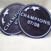 China Circle Shape Custom Clothing Patches Soft Heat Transfer Tatami Flocking With Champion Logo for sale