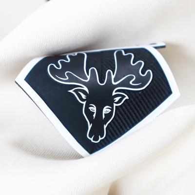 China Custom 3D Logo Silicone Heat Transfer Labels Rubber Patches For Clothing for sale