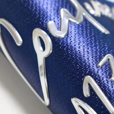 China Custom Silver Golden TPU Heat Transfer 3D Embossed Logo Label For T Shirt for sale