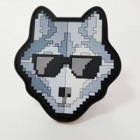 China Custom 3D Silicone Emblem - Pixel Art Wolf Shape Silicone Heat Transfer Patch for Clothing for sale