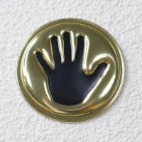 China Custom 3D TPU High-Frequency Patch - Metallic Gold Handprint Design for Apparel & Accessories for sale