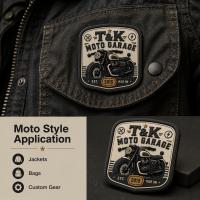 China Custom Motorcycle Style PVC Heat Transfer Clothing Labels with 3D Embossed Logo for Jackets Streetwear Workwear Hats Bags and Garage Brand Identification for sale