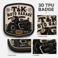 China Custom Motorcycle Style PVC Heat Transfer Clothing Labels with 3D Embossed Logo for Jackets Streetwear Workwear Hats Bags and Garage Brand Identification for sale