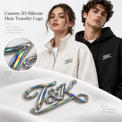 China Holographic 3D Silicone Heat Transfer Logos | Custom Clothing Labels for sale