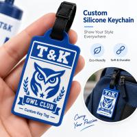 China Custom Silicone Bag Tags with 3D Logo for Backpacks Keychains and Accessories for sale