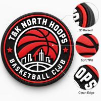 China Soft TPU Custom Embroidered Patches with 3D Basketball Logo and Iron-on Backing for Apparel Embroidery Patches for sale