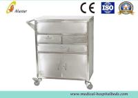 China 2 Drawers Stainless Steel Hospital Medical Trolley Emergency Trolley Cart For Instrument (ALS-SS04) for sale