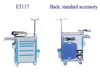 China IV Pole Medical Trolley ABS Hospital Emergency Trolley Cart With Dust Bin (ALS-ET117) for sale