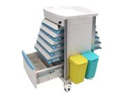 China Hospital Usage Medicine Trolley Cart Doule Side Drawers Plastic Rubber for sale