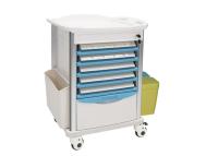 China Hospital Usage Medicine Trolley Cart Doule Side Drawers Plastic Rubber for sale