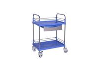 China 2 Layers Portable Medical Trolley On Wheels With Drawer For Hospital Use for sale