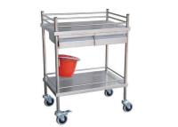 China Two Layers Stainless Steel Medical Trolley Medicine Change Hospital Cart With Plastic Barrel (ALS-SS05) for sale