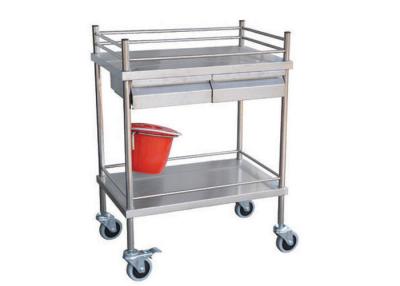 China Two Layers Stainless Steel Medical Trolley Medicine Change Hospital Cart With Plastic Barrel (ALS-SS05) for sale