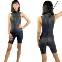 China Women's Smooth Skin Shorty Wetsuit 2mm Sleeveless High Neck Back Zip for Surf SUP Open Water Swim for sale