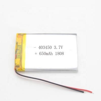 China 403450 3.7 V 650Mah Lipo Battery , Lithium Ion Polymer Battery Pack for sale