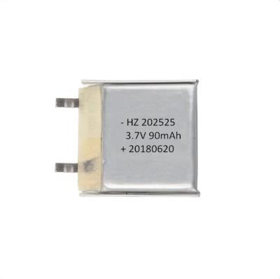 China Small Rechargeable Ultra Thin Lipo Battery 202525 2mm 3.7v 90mAh Battery for sale