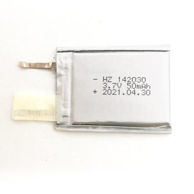 China Toys Ultra Thin Lipo Battery 142030 3.7v 50mah Lithium Polymer Battery 1.4mm Thickness for sale