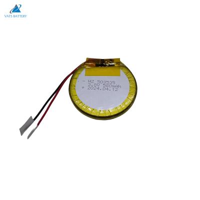 China 3.8V Round Lithium Polymer Battery Pouch 503535 580mah Lipo Ion Battery for sale