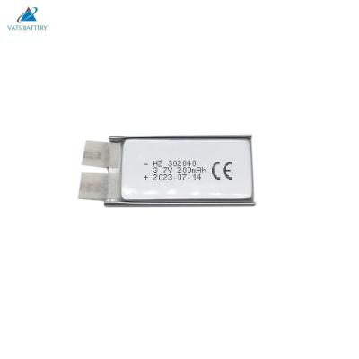 China CE Certified 302040 3.7V 200mAh Lithium Polymer Battery for Compact Devices for sale