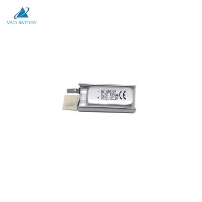 China CE Certified 601225 3.7V 130mAh Rechargeable Lithium Polymer Battery for sale