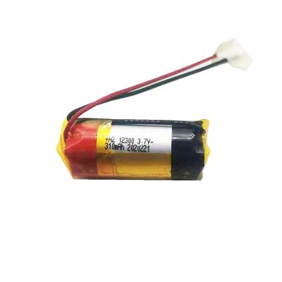 China Hot Selling 12300 Lithium Polymer Cylindrical Battery 3.7V 310mAh 10C Discharge Lipo Battery For Flashlight, Toys & Portable Digital Devices for sale