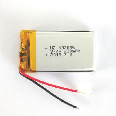 China 402035 Li Polymer Battery 3.7V 230mAh Rechargeable Lithium Polymer Battery for sale