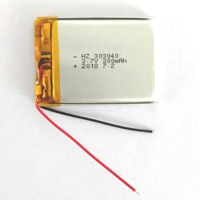 China 303040 3.7V 300mAh Li Polymer Battery CE Certified For Smart Watch for sale