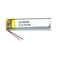 China 300938 3.7V 75mAh Li‑Polymer Battery for Wearable & Small Consumer Electronics for sale
