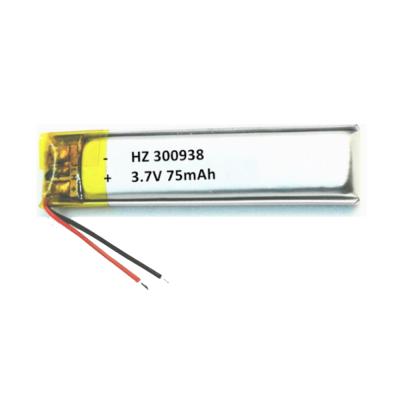 China 300938 3.7V 75mAh Li‑Polymer Battery for Wearable & Small Consumer Electronics for sale