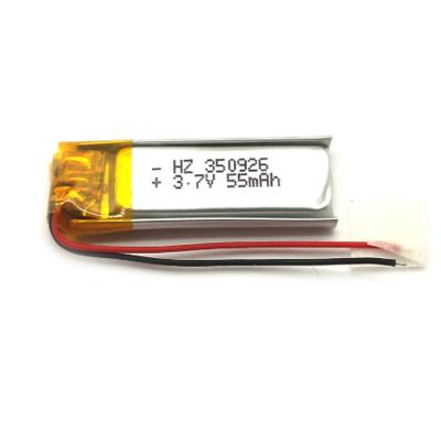 China HZ350926 3.7V 55mAh Rechargeable Li Polymer Battery For Wearable Devices for sale