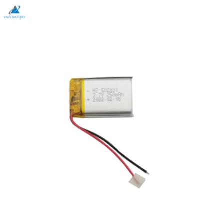 China 502030 3.7V 250mAh Li Polymer Battery 0.925Wh Rechargeable Lipo Cell for sale