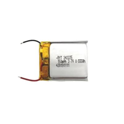 China 342225 3.7V 150mAh Rechargeable Li Polymer Battery With PCB Protection for sale