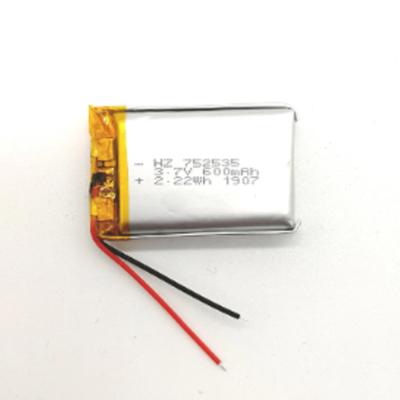 China 3.7V 600mAh 752535 Pouch Battery Cell For GPS, Dash Cam & Portable Smart Devices for sale