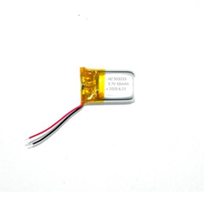 China 501015 3.7V 50mAh Lithium Pouch Cell, Custom Rechargeable Battery For Small Smart Consumer Electronics for sale