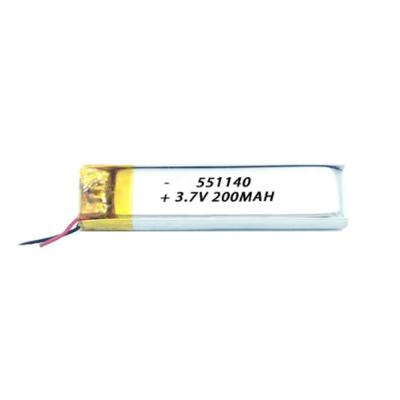 China HZ551140 3.7V 200mAh Lithium Polymer Battery Rechargeable Lipo Battery For Small Consumer Electronics for sale