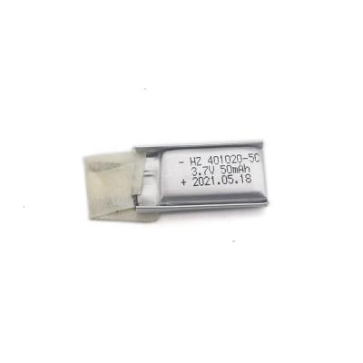 China 401020-5C 3.7V 50mAh Lithium Polymer Battery Rechargeable Custom Lipo Cell High Capacity for sale