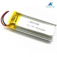 China 851740 3.7V 520mAh Lithium Polymer Battery Rechargeable Custom Lipo Cell High Capacity for sale