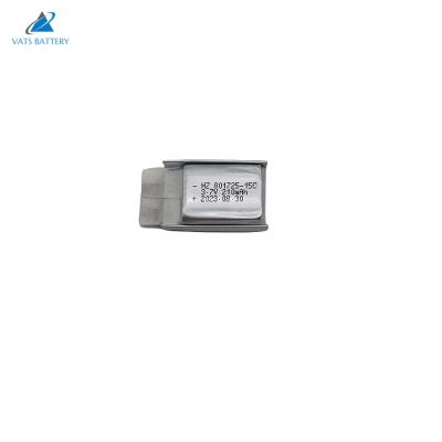 China 801725 3.7V 210mAh Lithium Polymer Battery Rechargeable Long Cycle Life OEM ODM for sale
