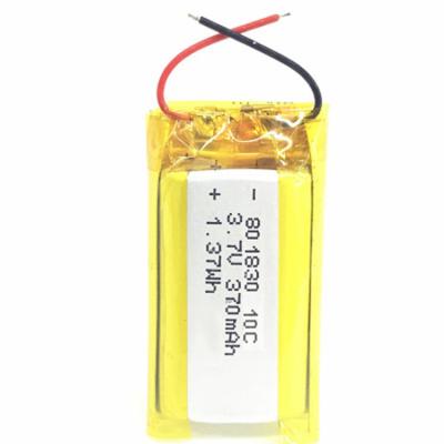 China 801730 3.7V 370mAh Lithium Polymer Battery Rechargeable Long Cycle Life OEM ODM for sale