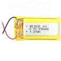 China 801730 3.7V 370mAh Lithium Polymer Battery Rechargeable Long Cycle Life OEM ODM for sale