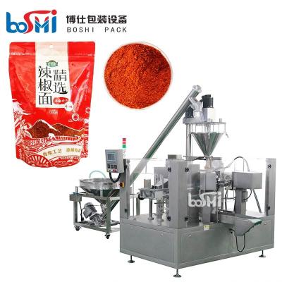 China PLC Automatic Chilli Powder Packing Machine , Premade Stand Up Pouch Packaging Machine for sale