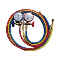 China 3-channel AC Manifold Dual Gauge Valve Suitable For R134A R22 Refrigerants for sale