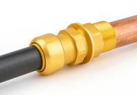 China Brass Push Fit Bulkhead Tank Connector for PEX Copper Pipes for sale