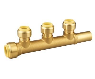 China Brass 3-Port Push Fit Water Manifold for PEX Copper Pipes for sale