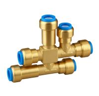 China Brass 6-Port Push Fit Water Manifold for PEX Copper Pipes for sale